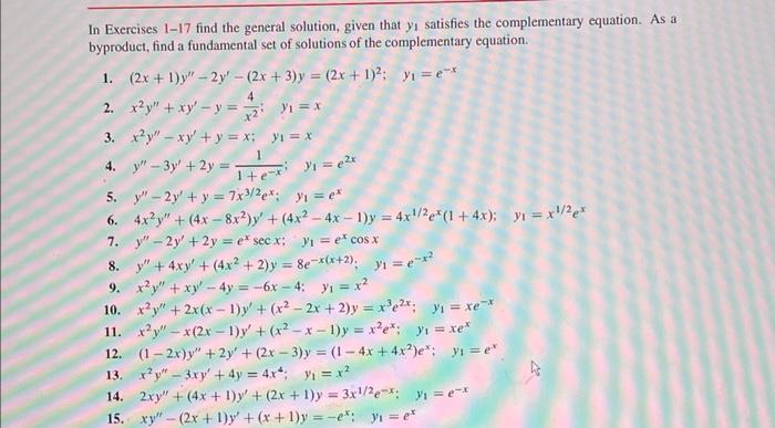 Solved In Exercises 1-17 find the general solution, given | Chegg.com