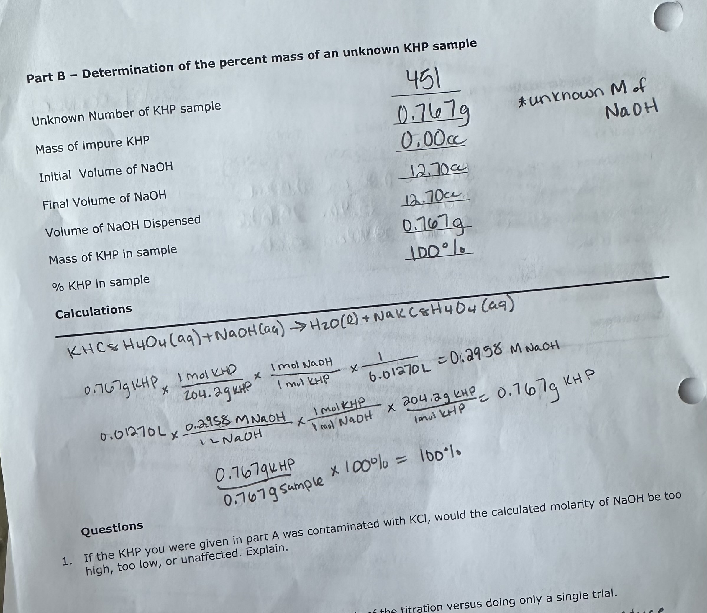 Solved Part B - ﻿Determination of the percent mass of an | Chegg.com