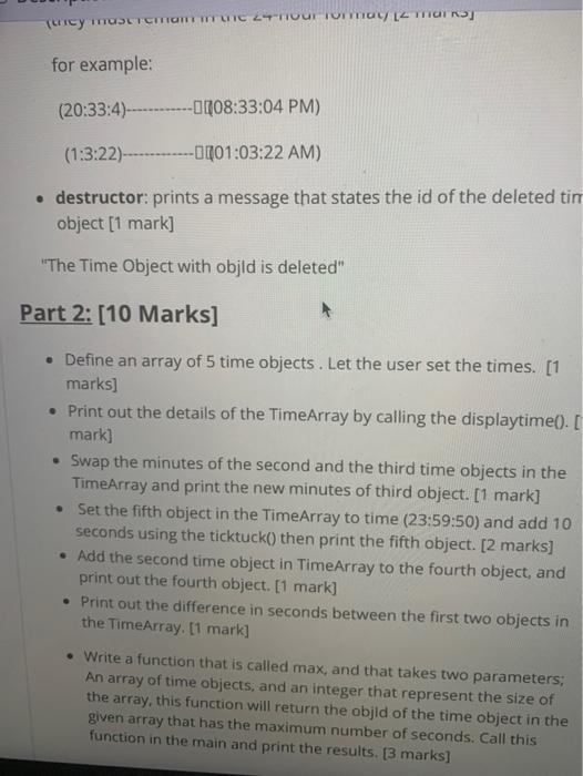 Solved Define and implement a class MyTime as described in | Chegg.com
