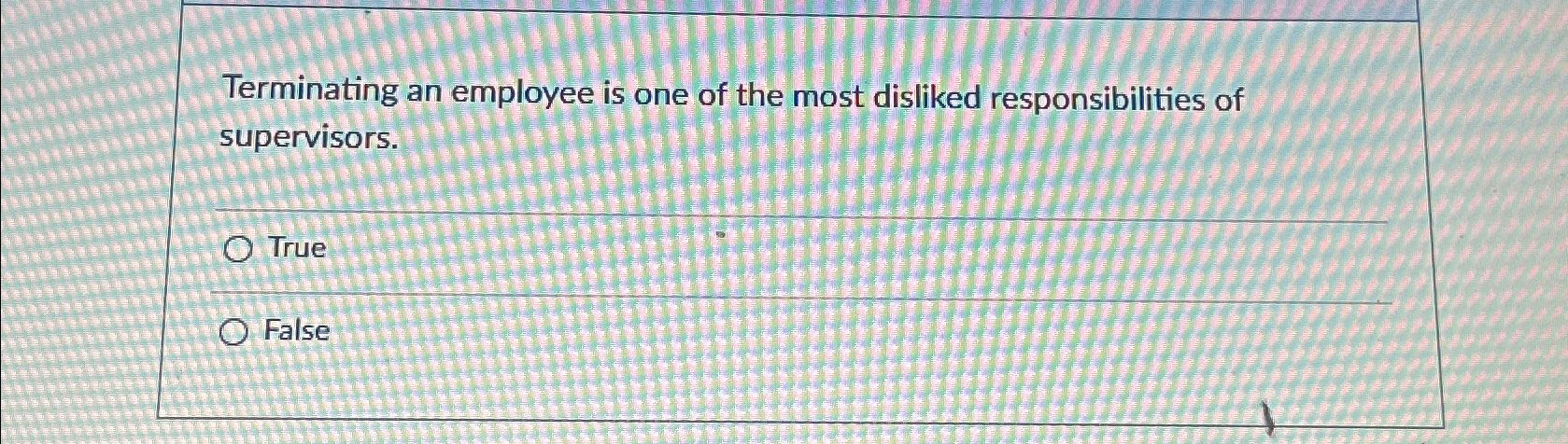 Solved Terminating an employee is one of the most disliked | Chegg.com