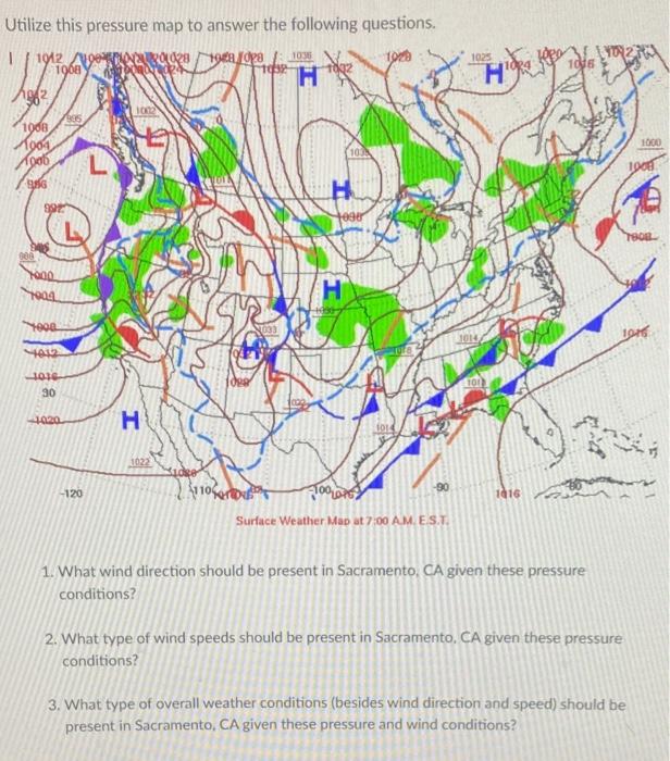 Solved can someone help me read this surface pressure map? I | Chegg.com