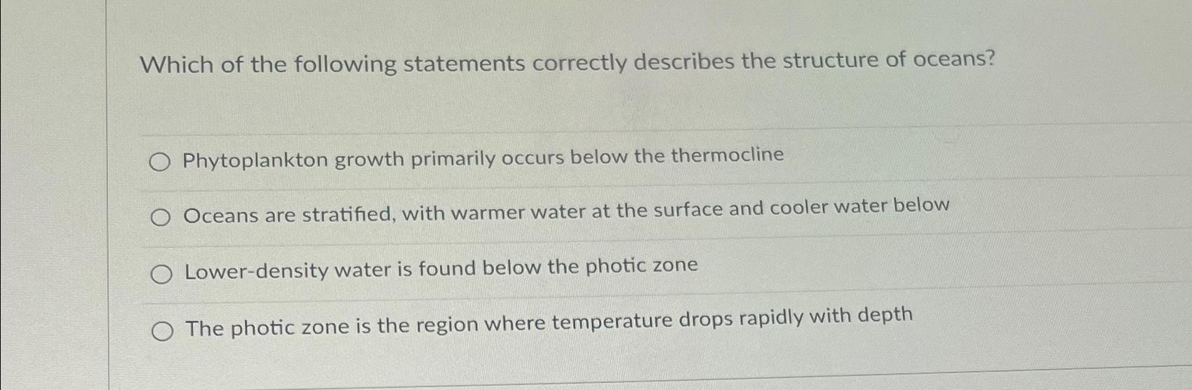 Solved Which of the following statements correctly describes | Chegg.com