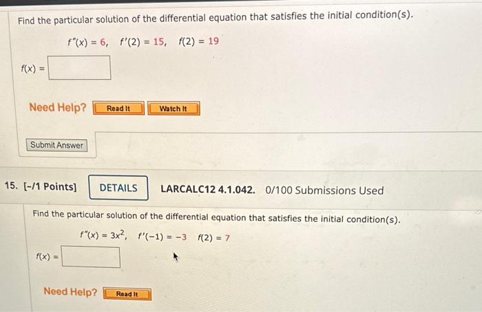 Solved Find the particular solution of the differential | Chegg.com