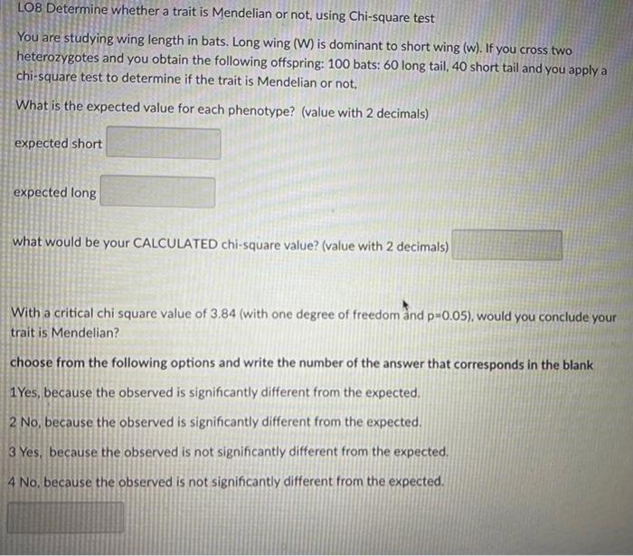 Solved LO8 Determine whether a trait is Mendelian or not, | Chegg.com