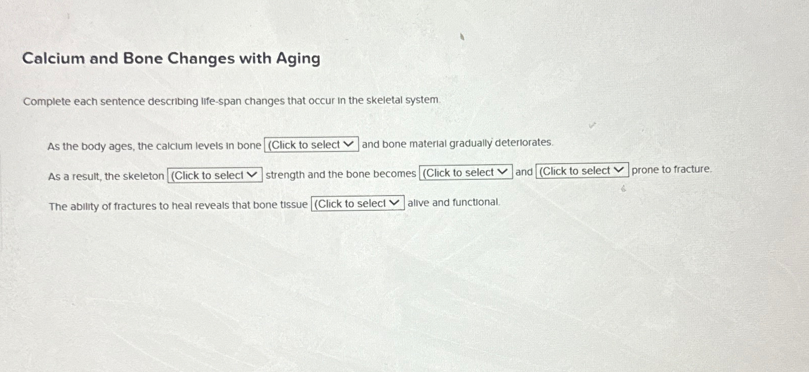 Calcium and Bone Changes with AgingComplete each | Chegg.com