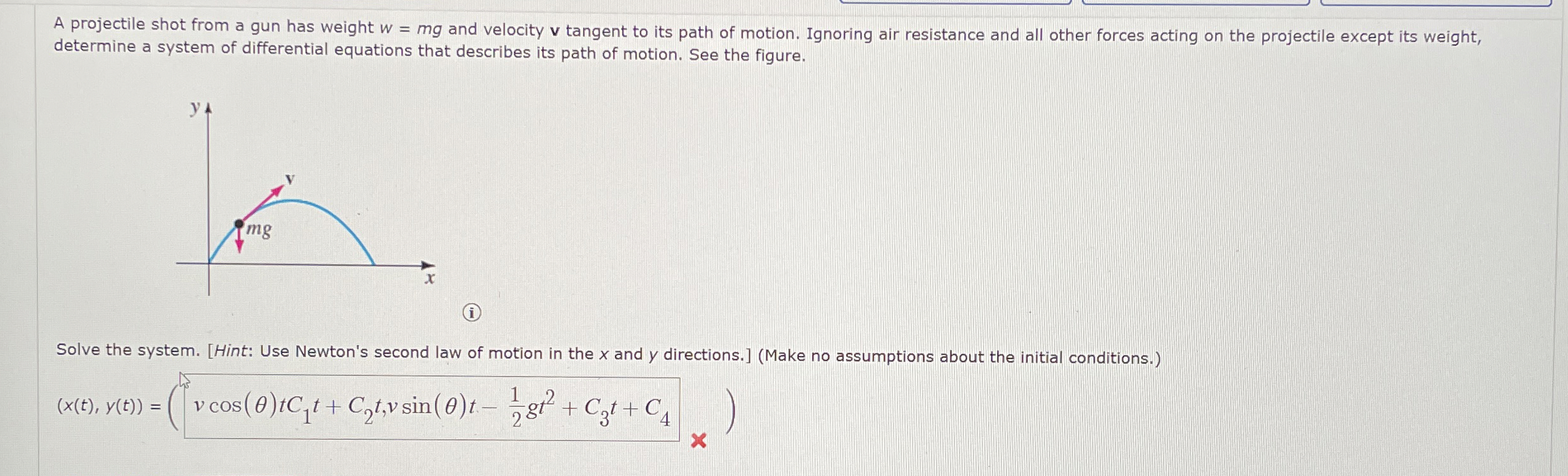 Solved A projectile shot from a gun has weight w=mg ﻿and | Chegg.com