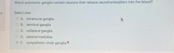 Solved Which autonomic ganglia contain neurons that release | Chegg.com
