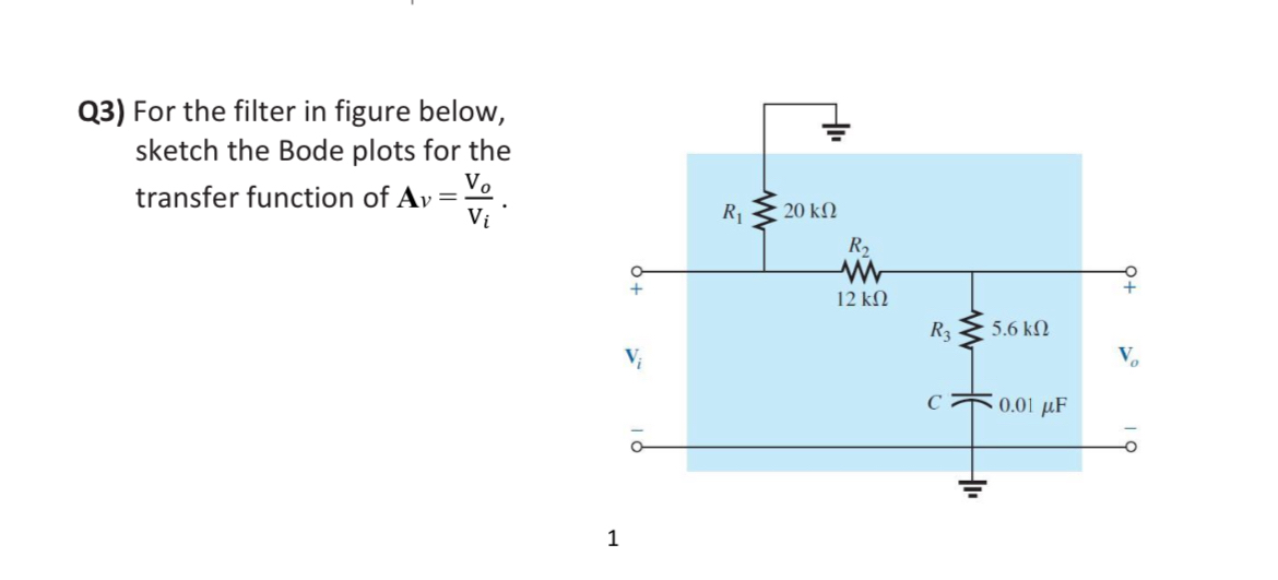 Solved Q3) ﻿For the filter in figure below, sketch the Bode | Chegg.com