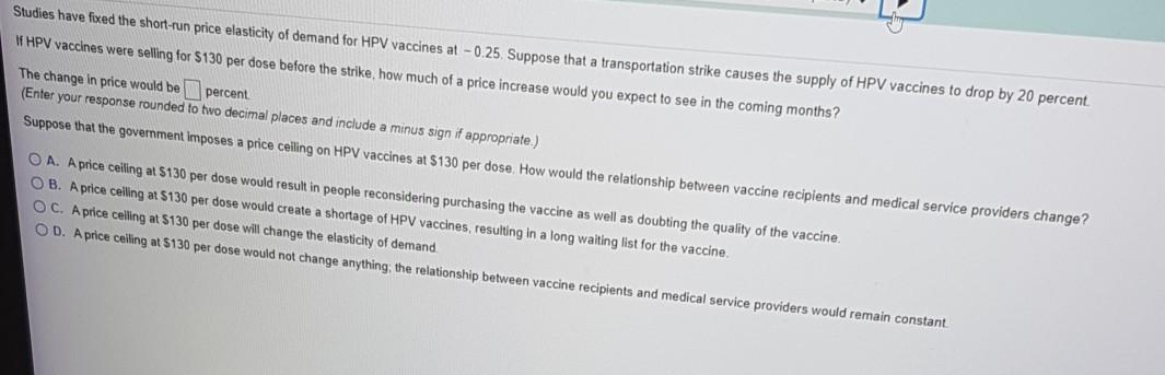 Solved Studies have fixed the short-run price elasticity of | Chegg.com