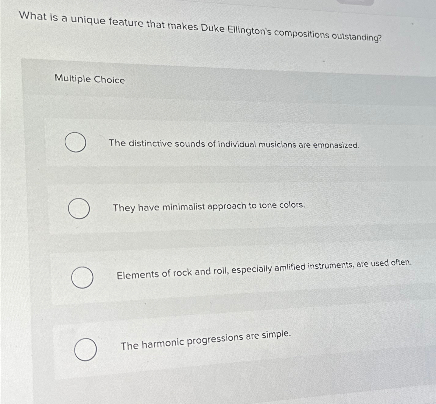 Solved What is a unique feature that makes Duke Ellington's | Chegg.com