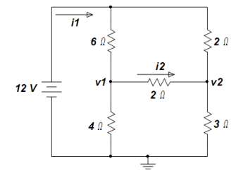 Solved Determine i1, ﻿i2, ﻿v1, ﻿and v2 ﻿using nodal analysis | Chegg.com