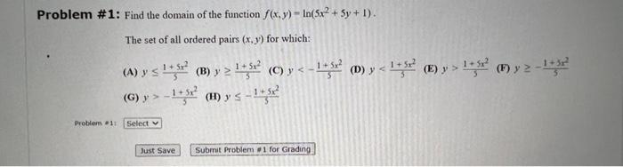 Solved blem \# 1: Find the domain of the function | Chegg.com