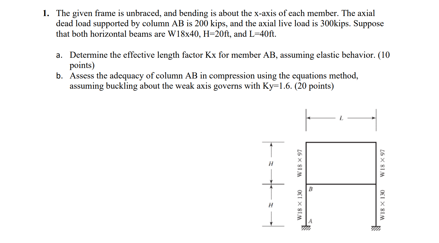 Solved The given frame is unbraced, and bending is about the | Chegg.com