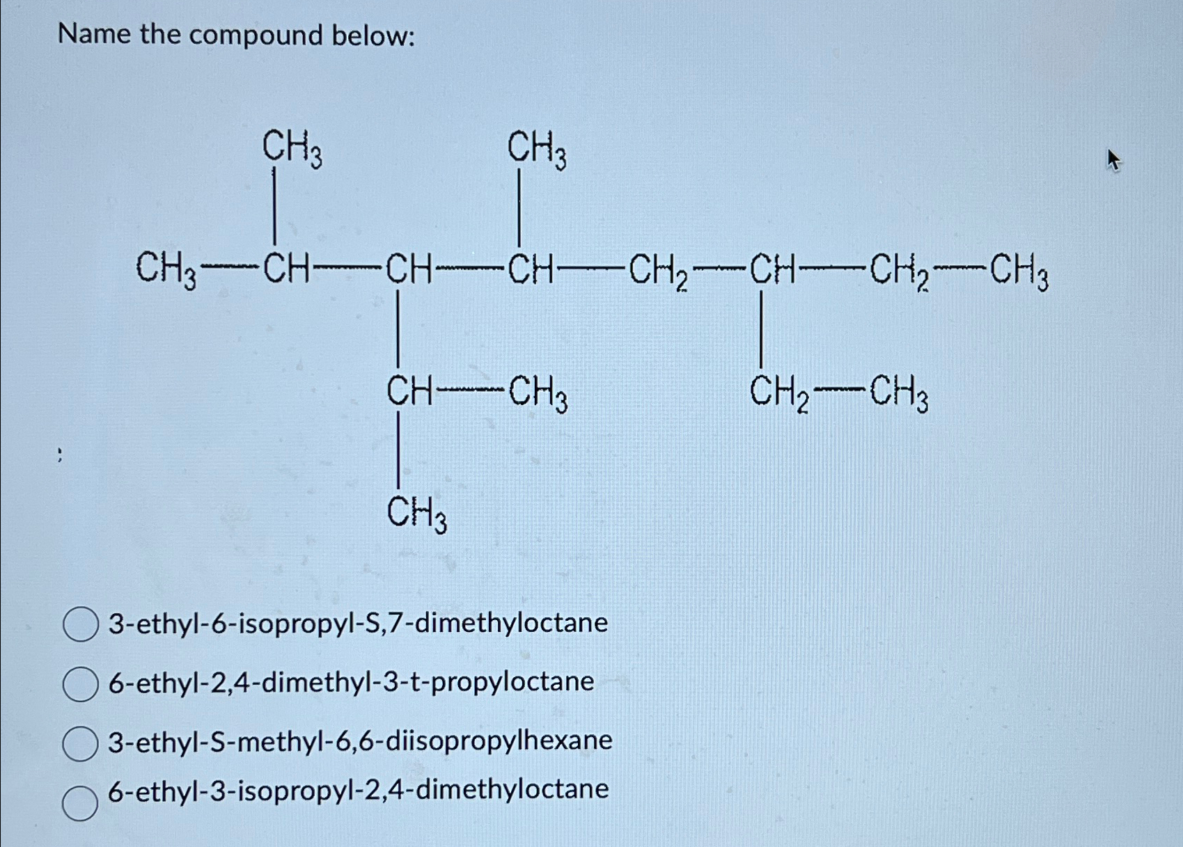 Solved Name the compound | Chegg.com