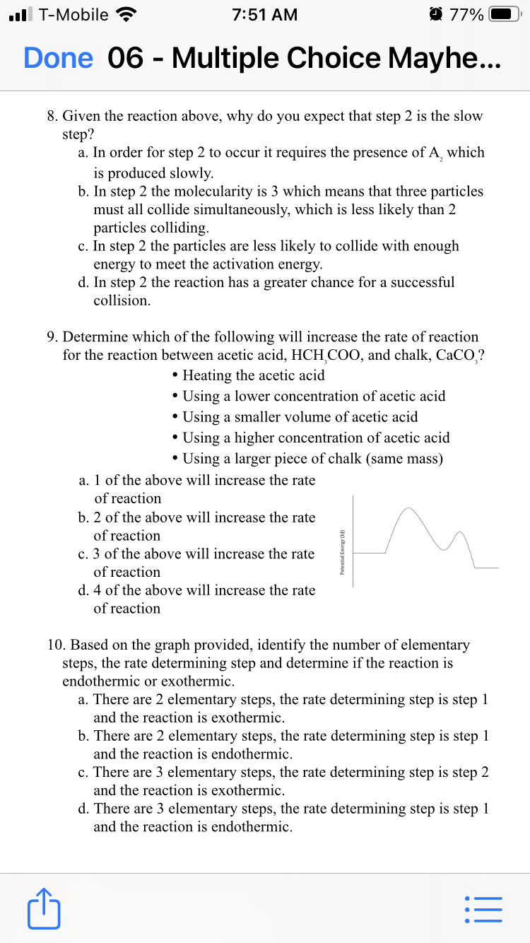 Solved -ll T-Mobile ؟7:51 ﻿AM77%Done 06 - ﻿Multiple Choice | Chegg.com