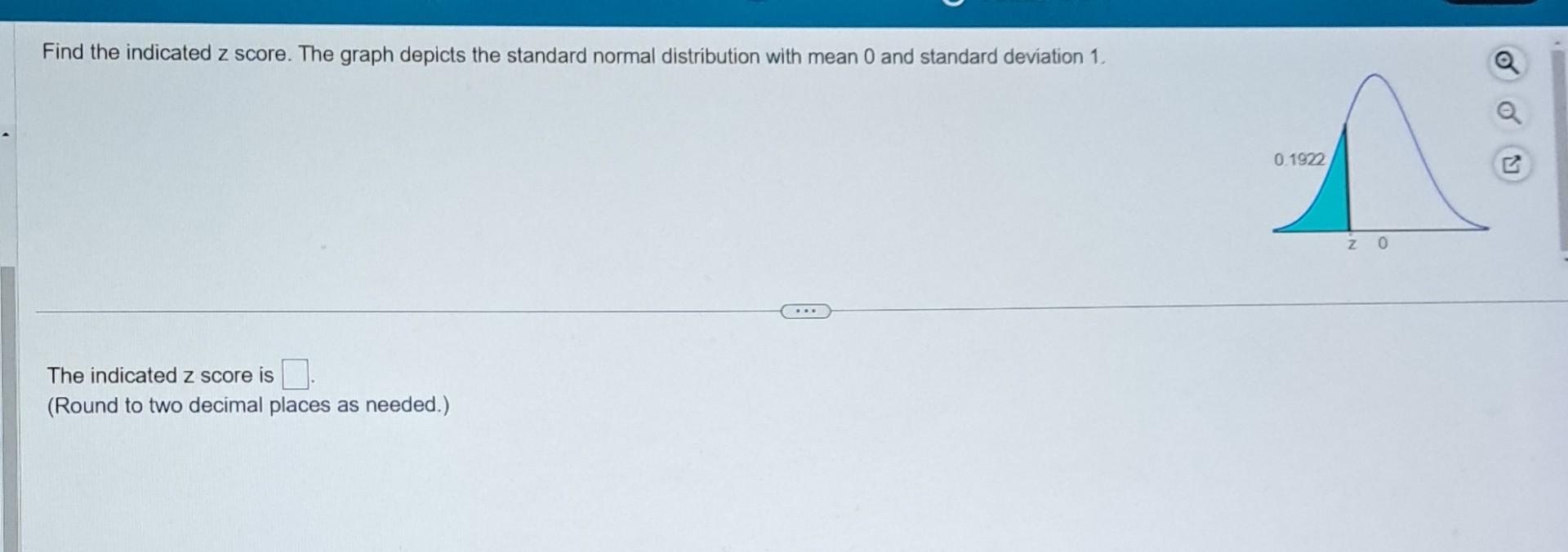 Solved Find the indicated z score. The graph depicts the | Chegg.com