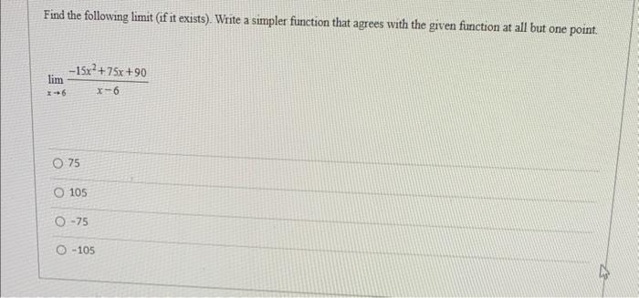 Solved Find the following limit (if it exists). Write a | Chegg.com