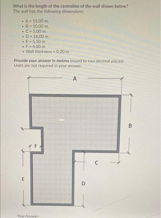 Solved What is the length of the centreline of the wall | Chegg.com