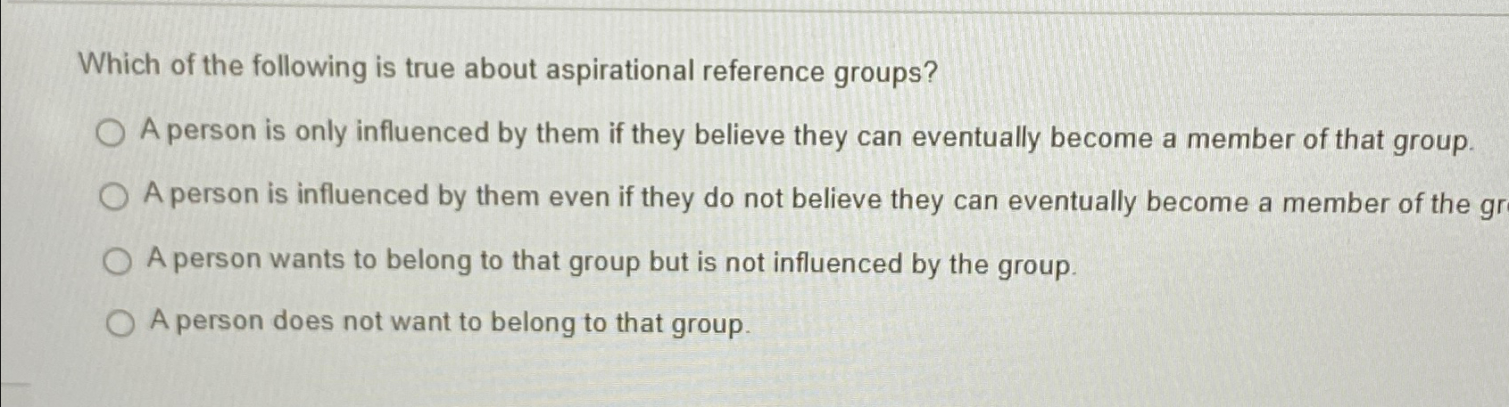 Solved Which of the following is true about aspirational | Chegg.com