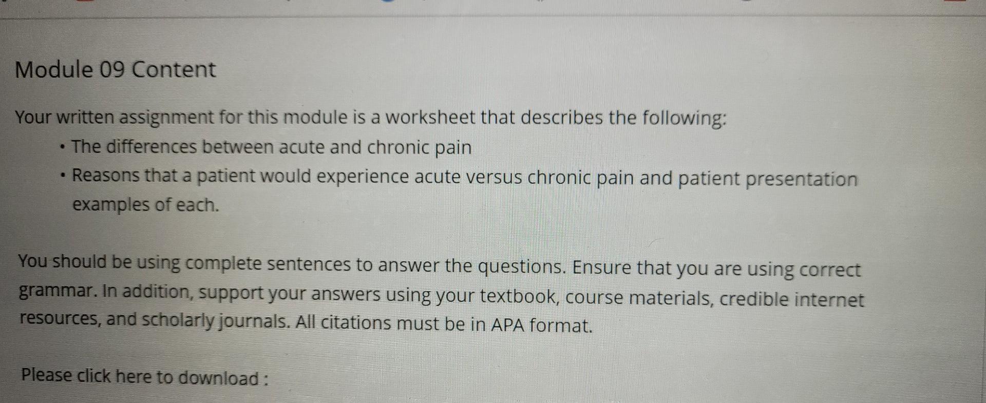 Solved Module 09 Content Your written assignment for this | Chegg.com