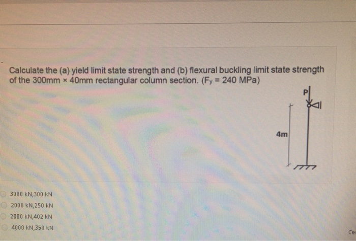 Solved Calculate the (a) yield limit state strength and (b) | Chegg.com