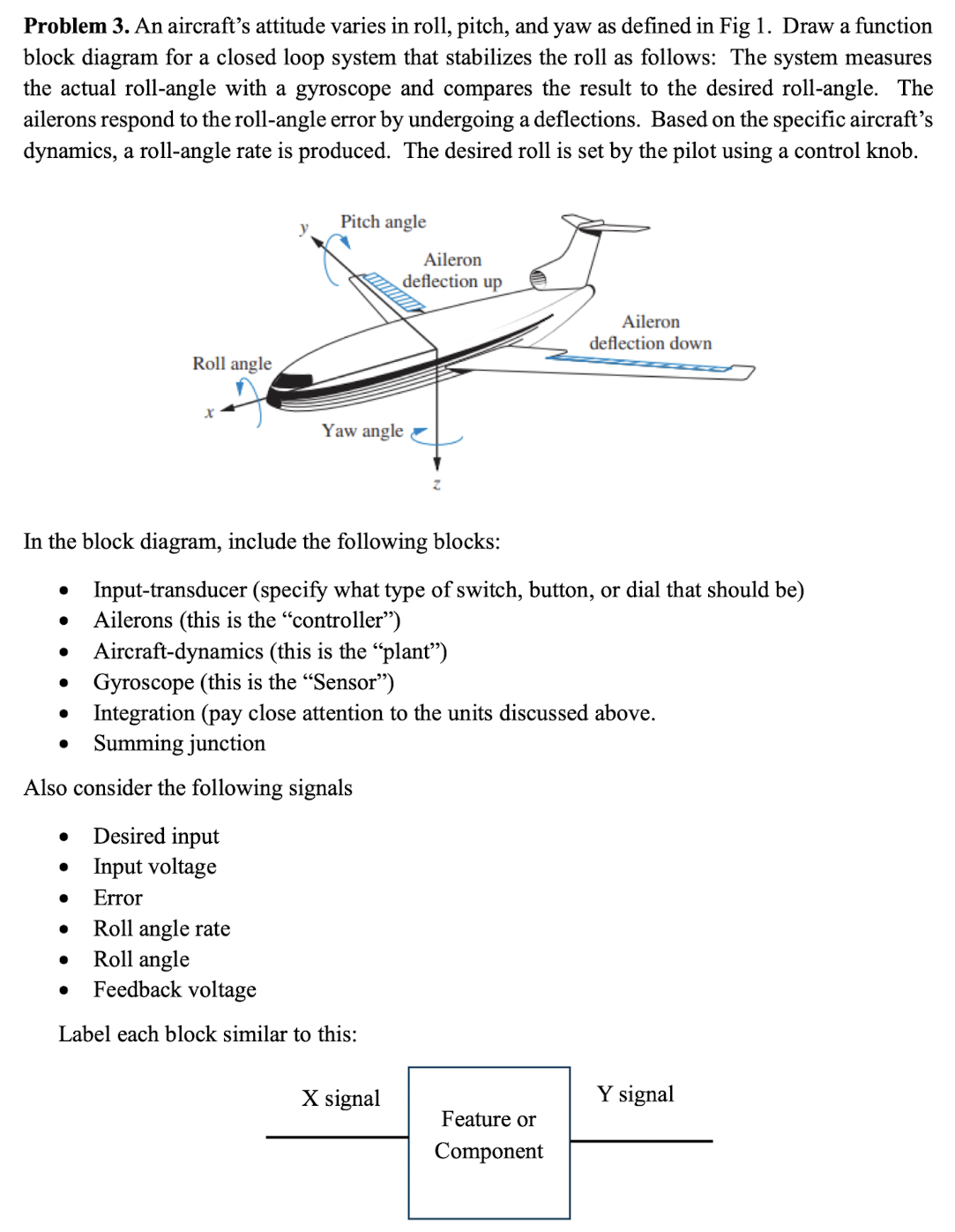 Solved Problem 3. ﻿An aircraft's attitude varies in roll, | Chegg.com
