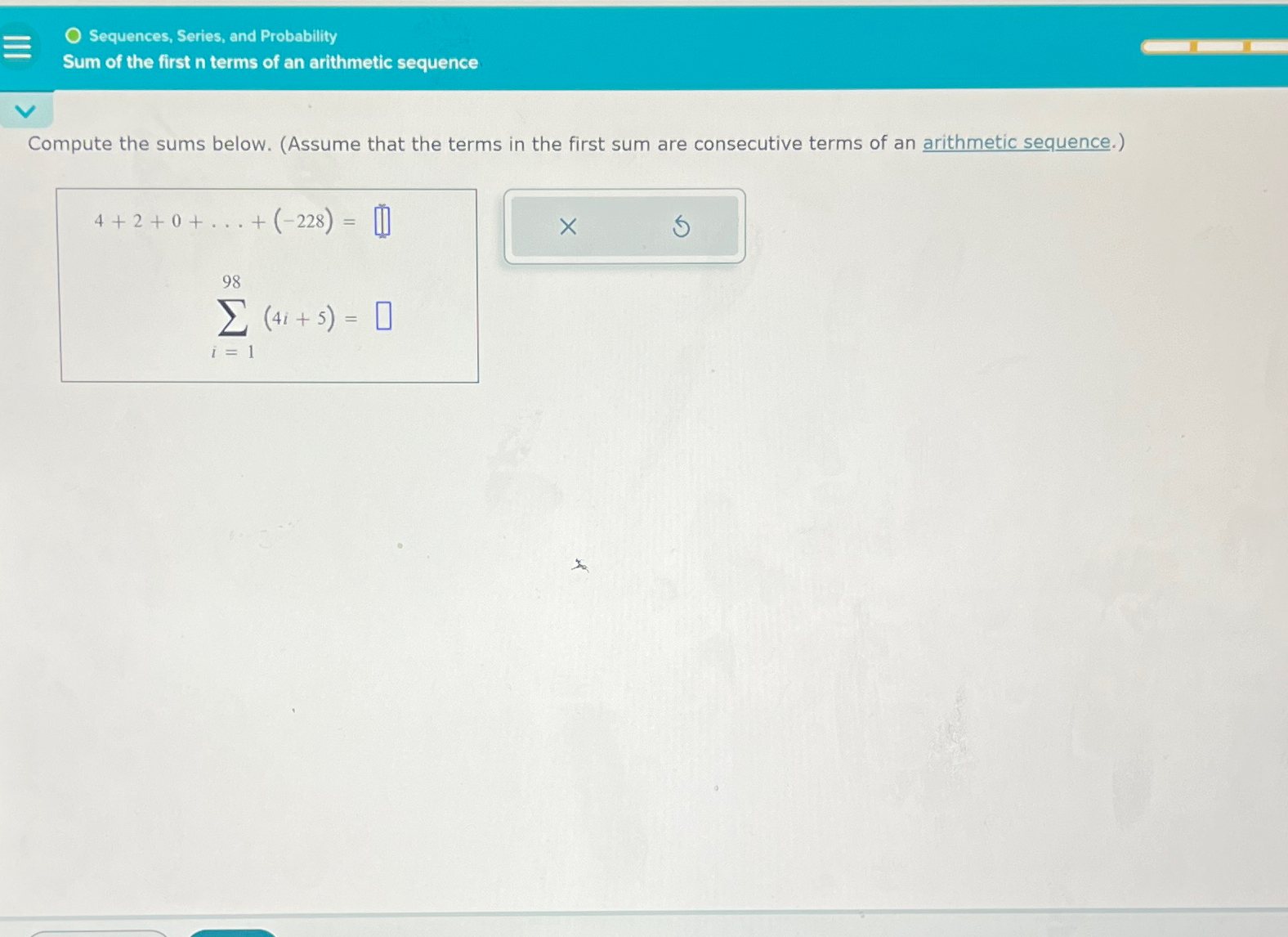Solved Sequences, Series, and ProbabilitySum of the first n | Chegg.com