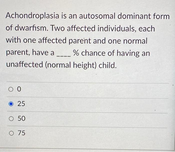 Solved Achondroplasia Is An Autosomal Dominant Form Of