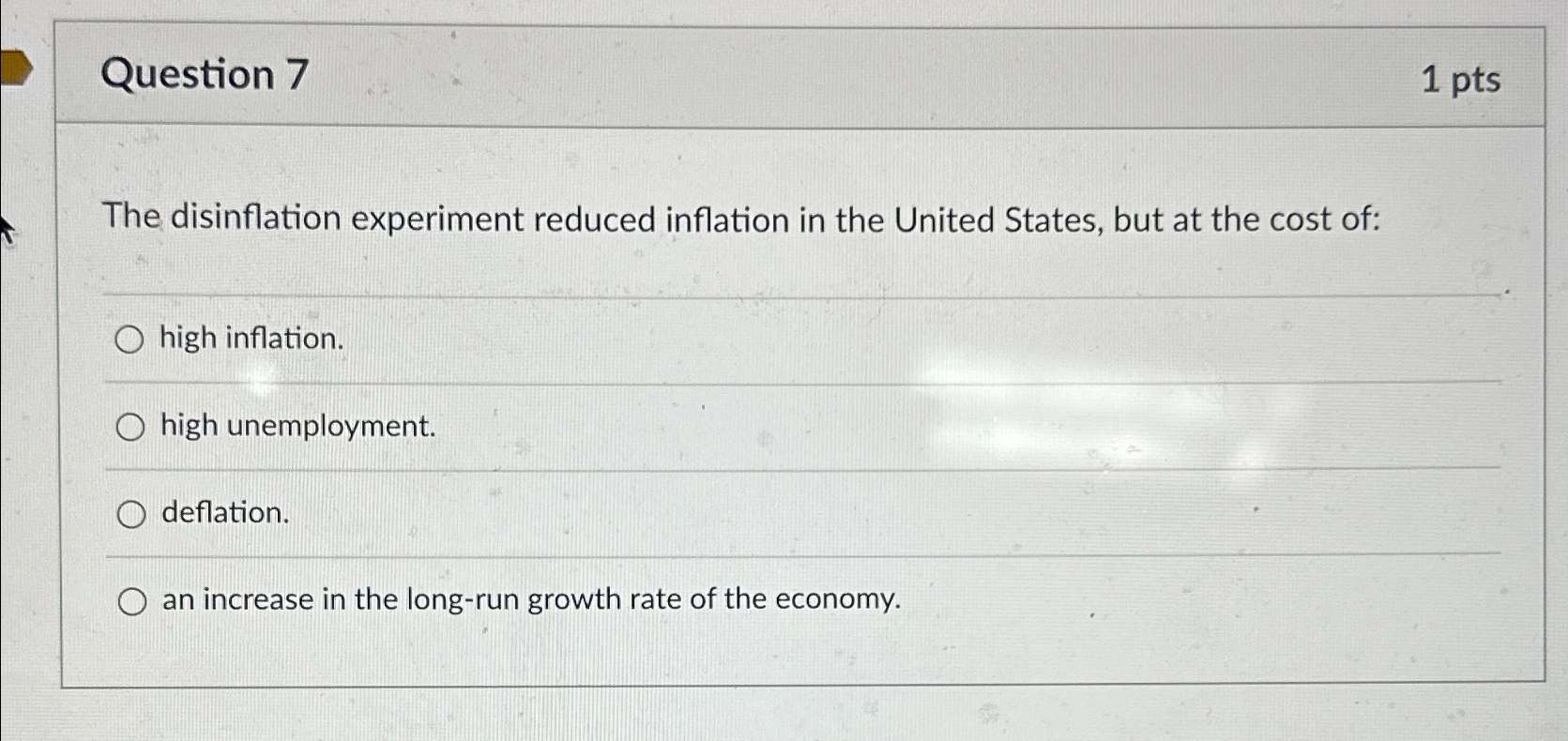 Solved Question 71ptsThe disinflation experiment reduced | Chegg.com