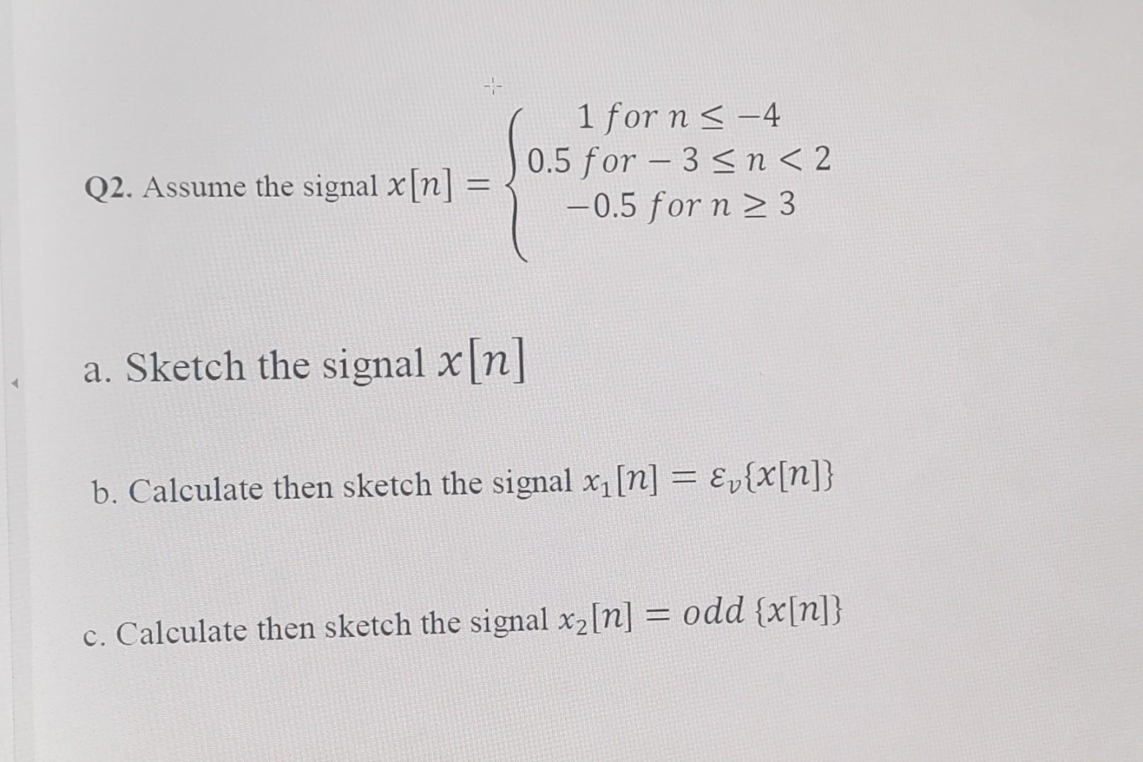 Solved Q2 Assume The Signal X[n] A Sketch The Signal