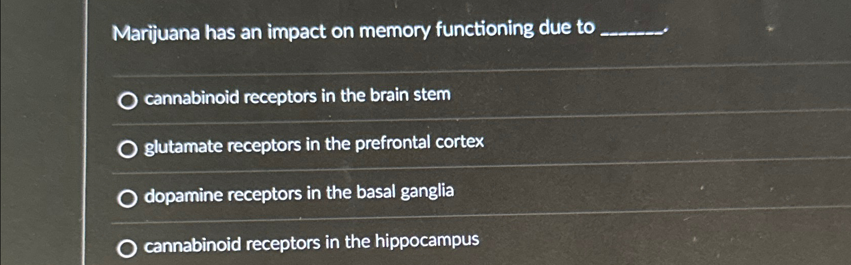 Solved Marijuana has an impact on memory functioning due | Chegg.com