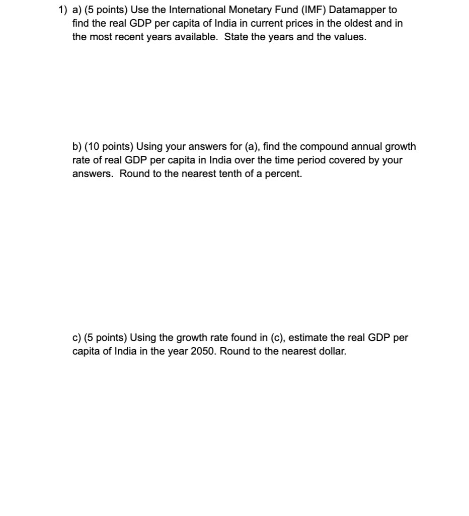 Solved 1) ﻿a) (5 ﻿points) ﻿Use the International Monetary | Chegg.com