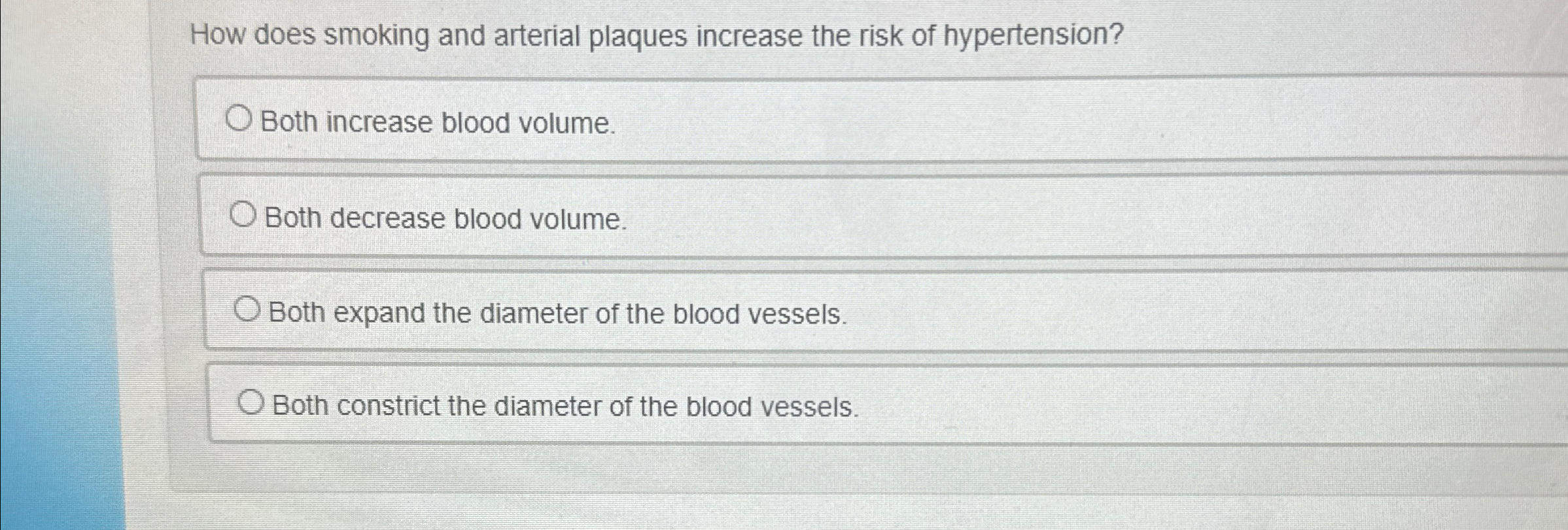Solved How does smoking and arterial plaques increase the | Chegg.com