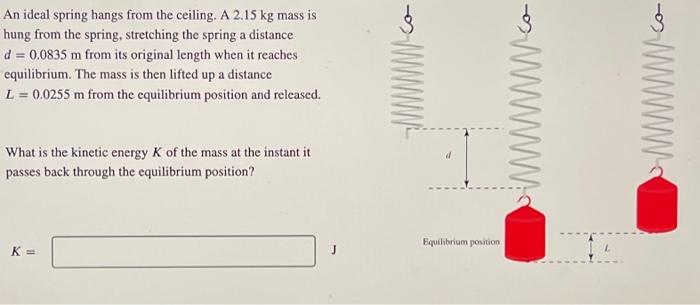 Solved An ideal spring hangs from the ceiling. A 2.15 kg | Chegg.com