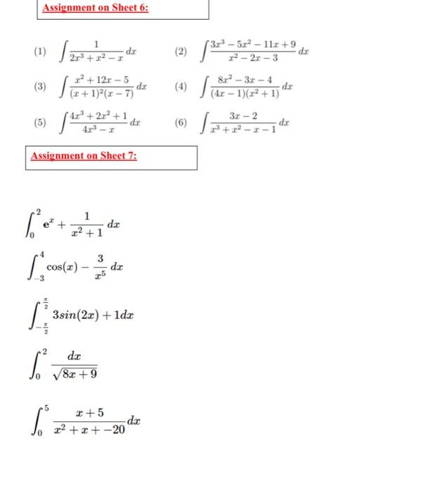 Solved Assignment on Sheet 6: (1) 52 der 2r3 + x2-1 3r3 - | Chegg.com Solved Assignment on Sheet 6: (1) 52 der 2r3 + x2-1 3r3 - | Chegg.com