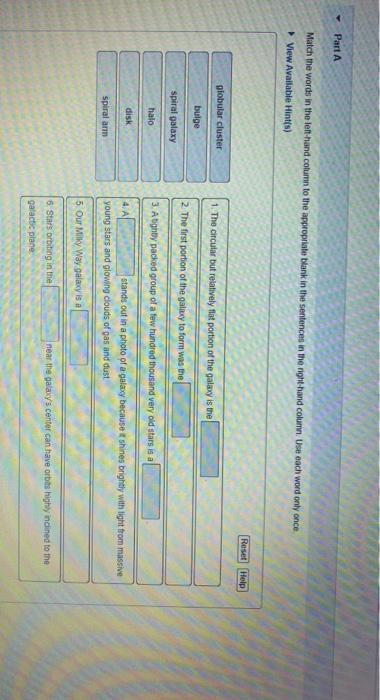 Solved Part A Match the words in the left-hand column to the | Chegg.com