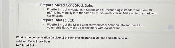 Solved - Prepare Mixed Conc Stock Soln: - Pipette 1 mL of | Chegg.com