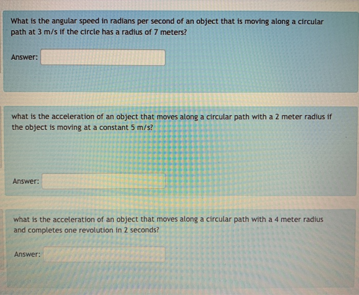 Solved What is the angular speed in radians per second of an | Chegg.com