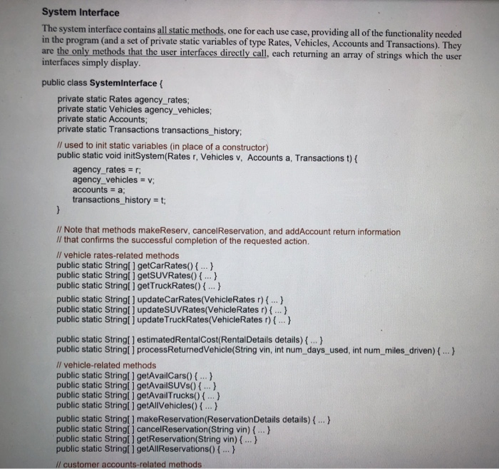 System Interface The system interface contains all | Chegg.com