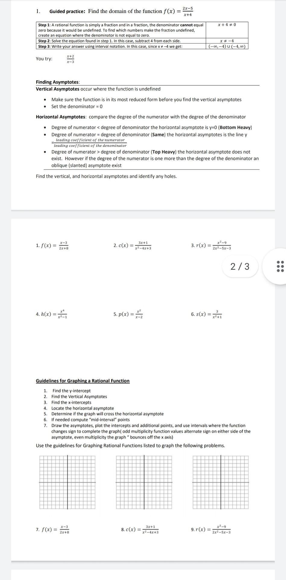 Solved 1. Guided practice: Find the domain of the function | Chegg.com