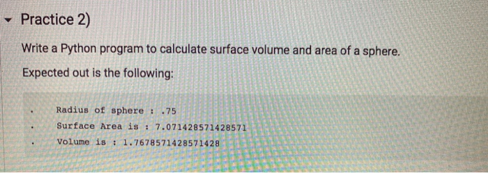 Solved - Practice 2) Write a Python program to calculate | Chegg.com