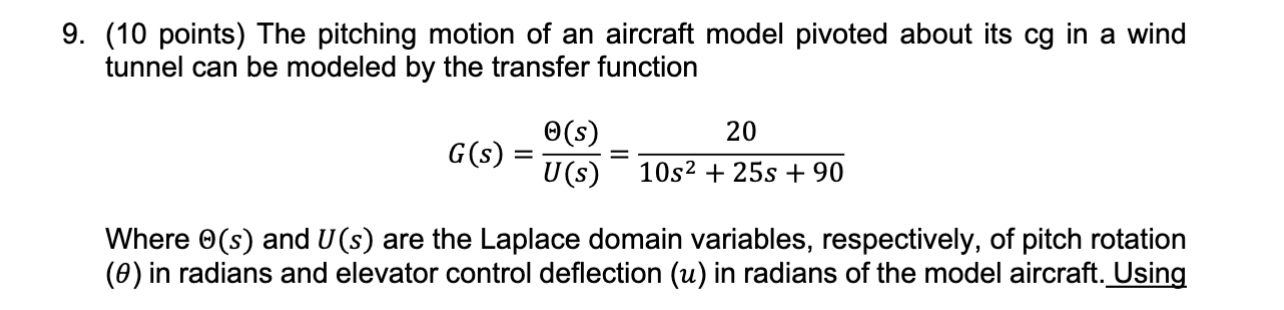 Solved (10 ﻿points) ﻿The pitching motion of an aircraft | Chegg.com