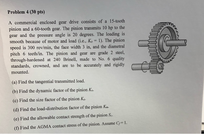 Solved Problem 4 (30 pts) A commercial enclosed gear drive | Chegg.com