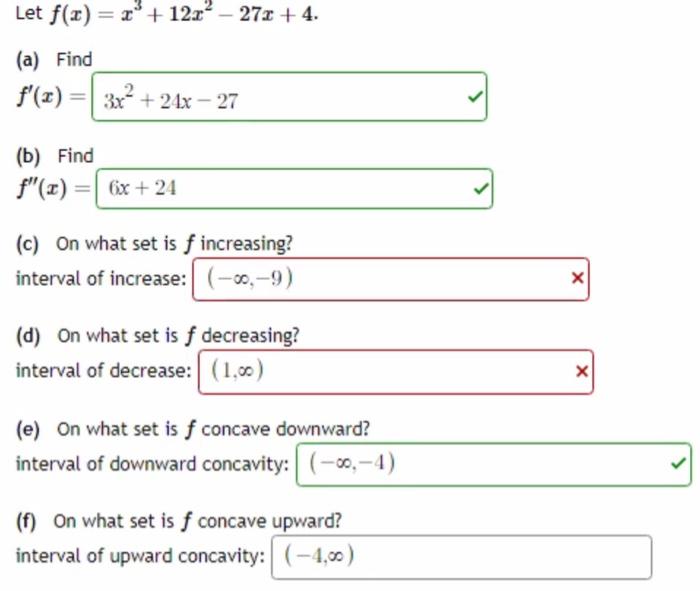 Solved Let f(x)=x3+12x2−27x+4 (a) Find f′(x) (b) Find | Chegg.com