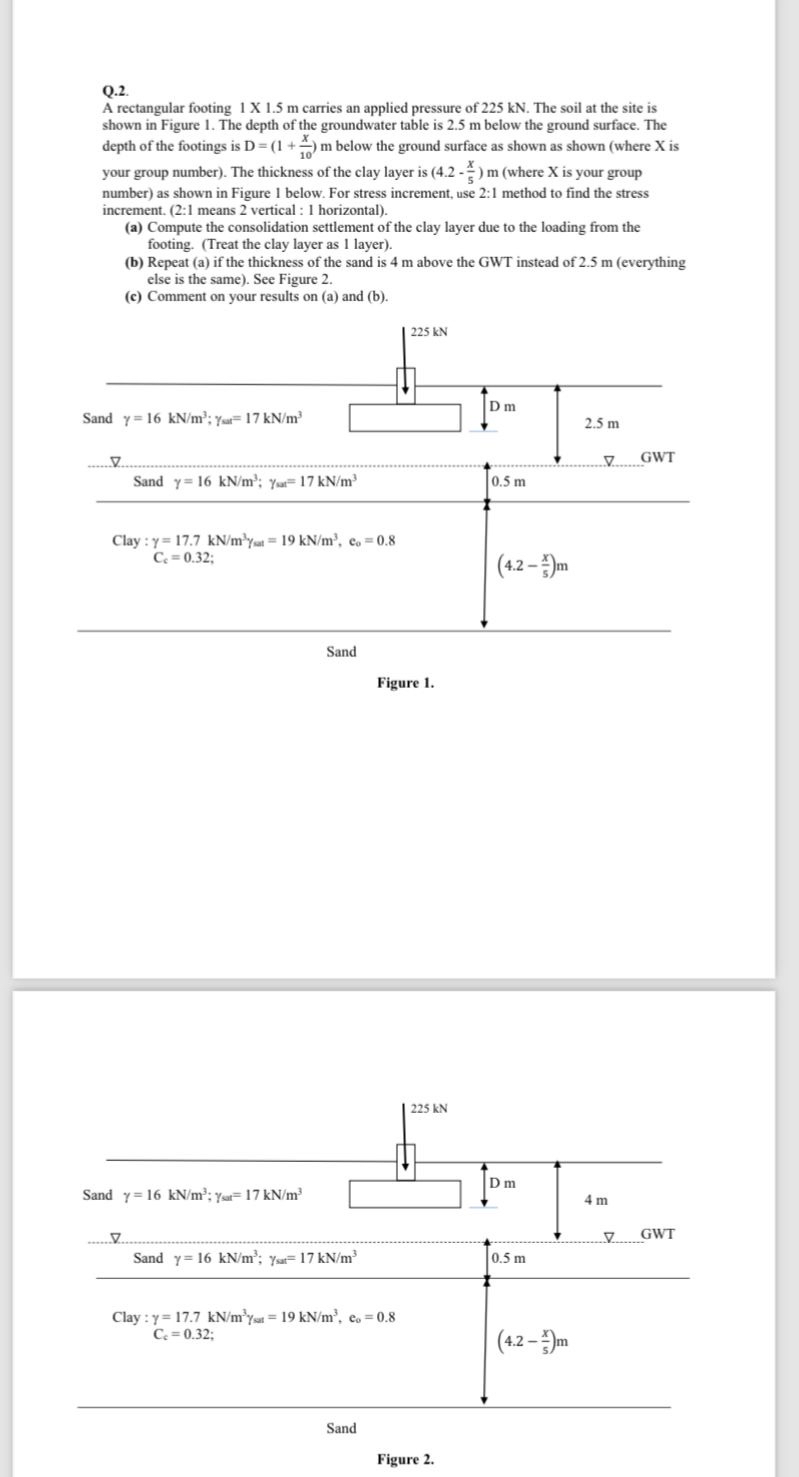 Solved Q. 2.A rectangular footing 1x1.5m ﻿carries an applied | Chegg.com