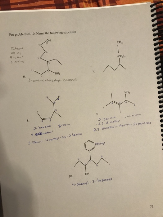 Solved For problems 6-10: Name the following structures OH | Chegg.com