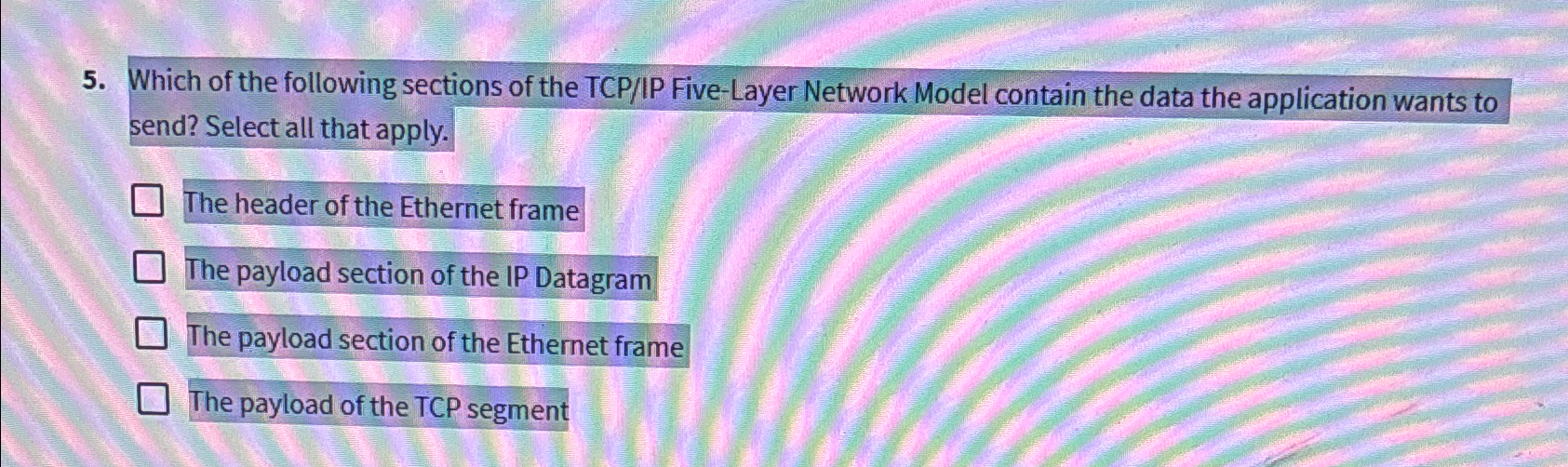Solved Which of the following sections of the TCP/IP | Chegg.com Solved Which of the following sections of the TCP/IP | Chegg.com