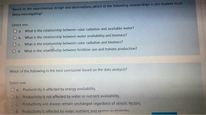 Solved All ecosystems have specific biotic and abiotic | Chegg.com