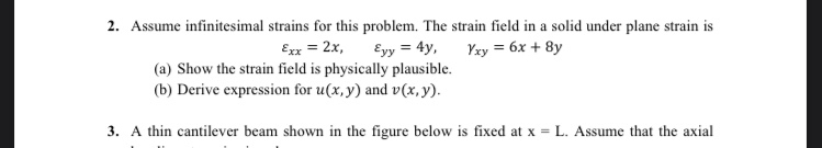 Solved Assume infinitesimal strains for this problem. The | Chegg.com