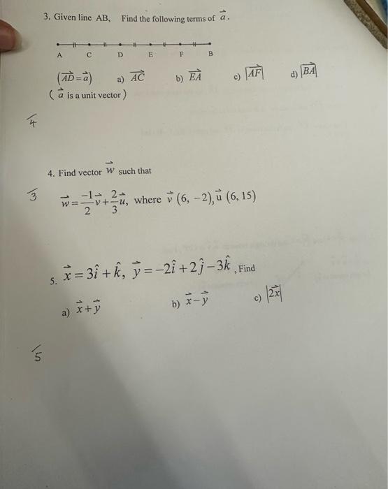 Solved 3. Given line AB, Find the following terms of a. | Chegg.com